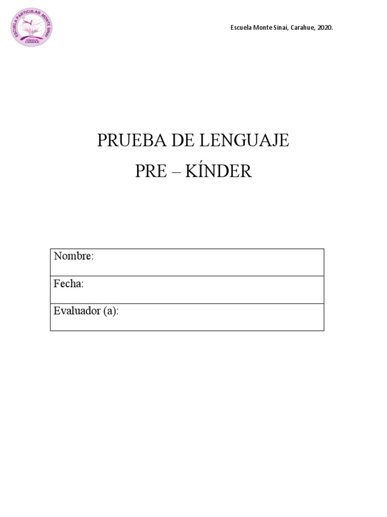 PRUEBA DE LENGUAJE Prekinder | PDF