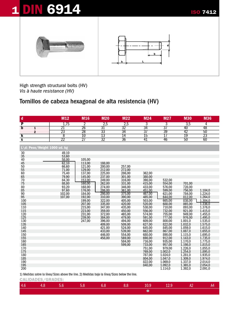 DIN 6914: Hexagonal Bolt Specifications | PDF
