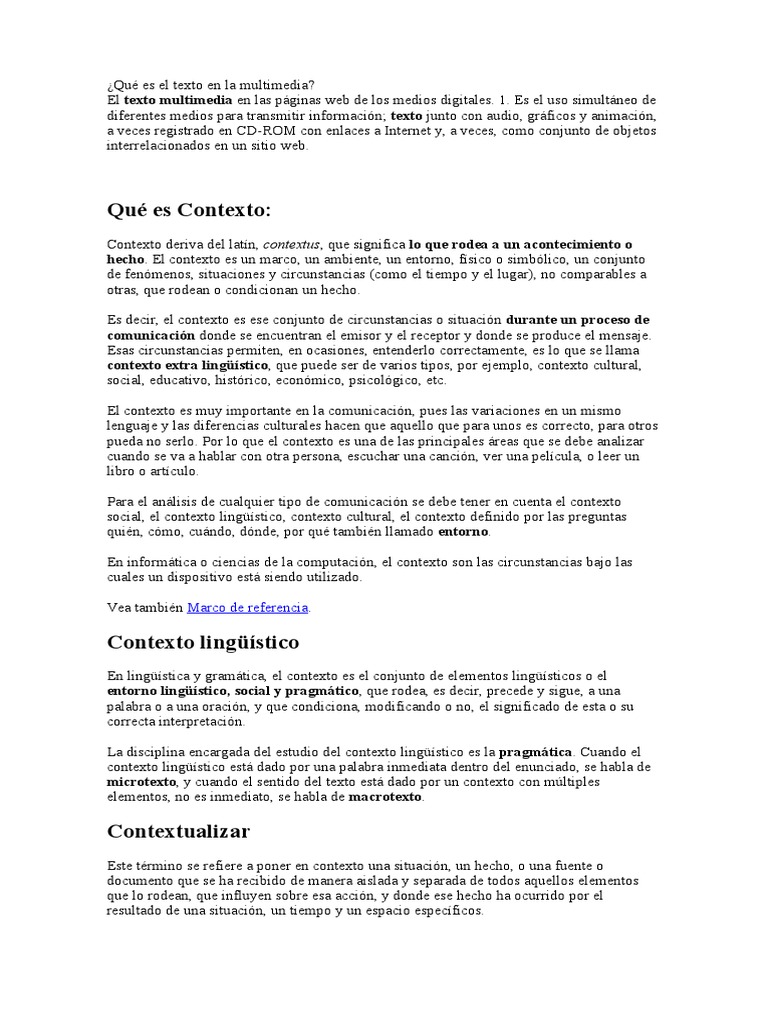 Qué Es El Texto en La Multimedia | PDF | Palabra | Morfología (Lingüística)