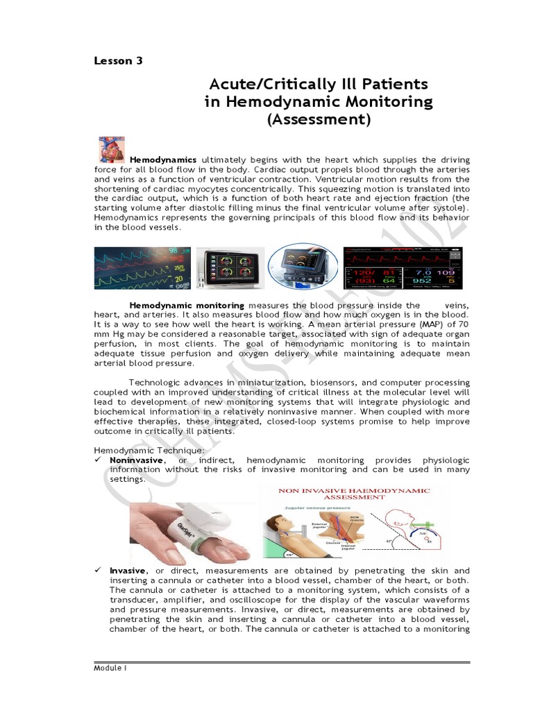Acute/Critically Ill Patients in Hemodynamic Monitoring (Assessment ...