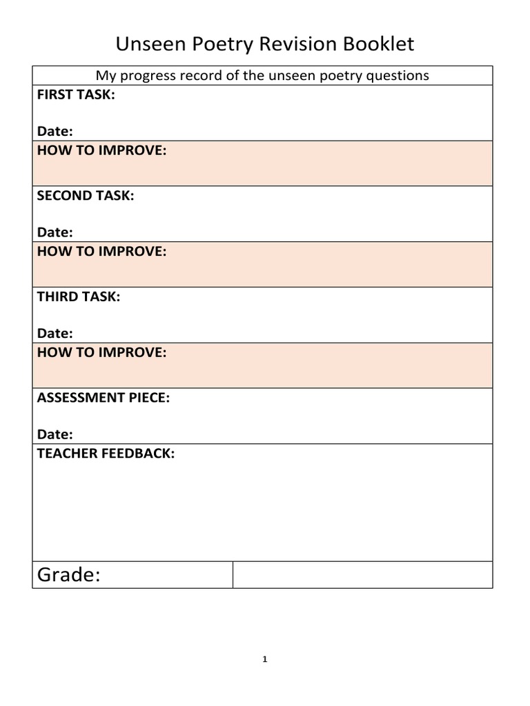 Unseen Poetry Guide | PDF | Writers | Poetry