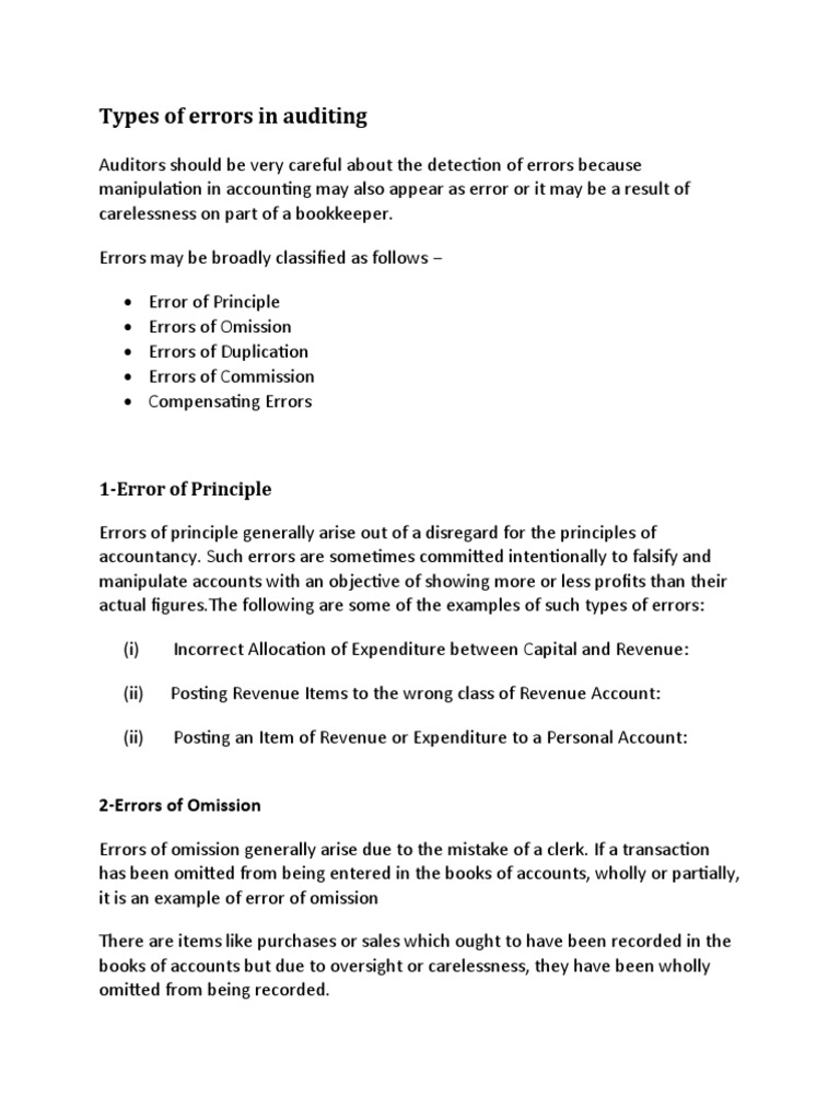 Types of Errors in Auditing | PDF | Business Economics | Financial Services