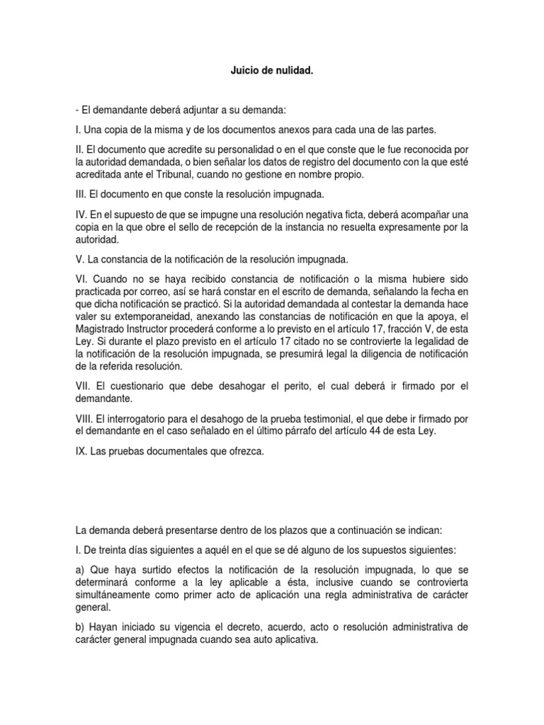 Juicio de Nulidad Demanda PDF | PDF | Demanda judicial | Información del gobierno