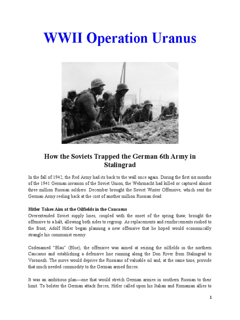 Mil Hist - WWII Operation Uranus | PDF | Battle Of Stalingrad | Warfare
