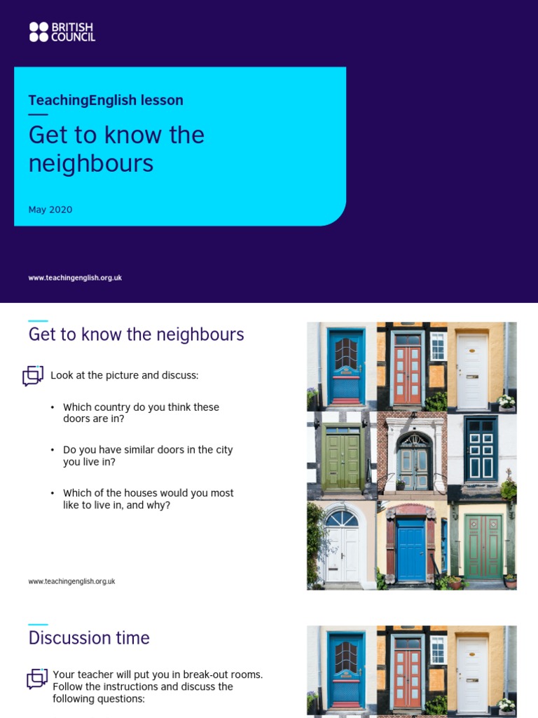 Get To Know The Neighbours Classroom Material | PDF