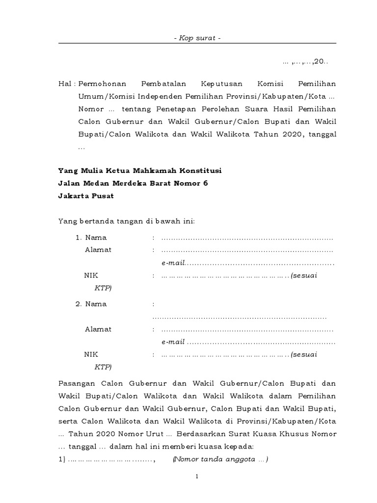 Template Permohonan Pemohon | PDF