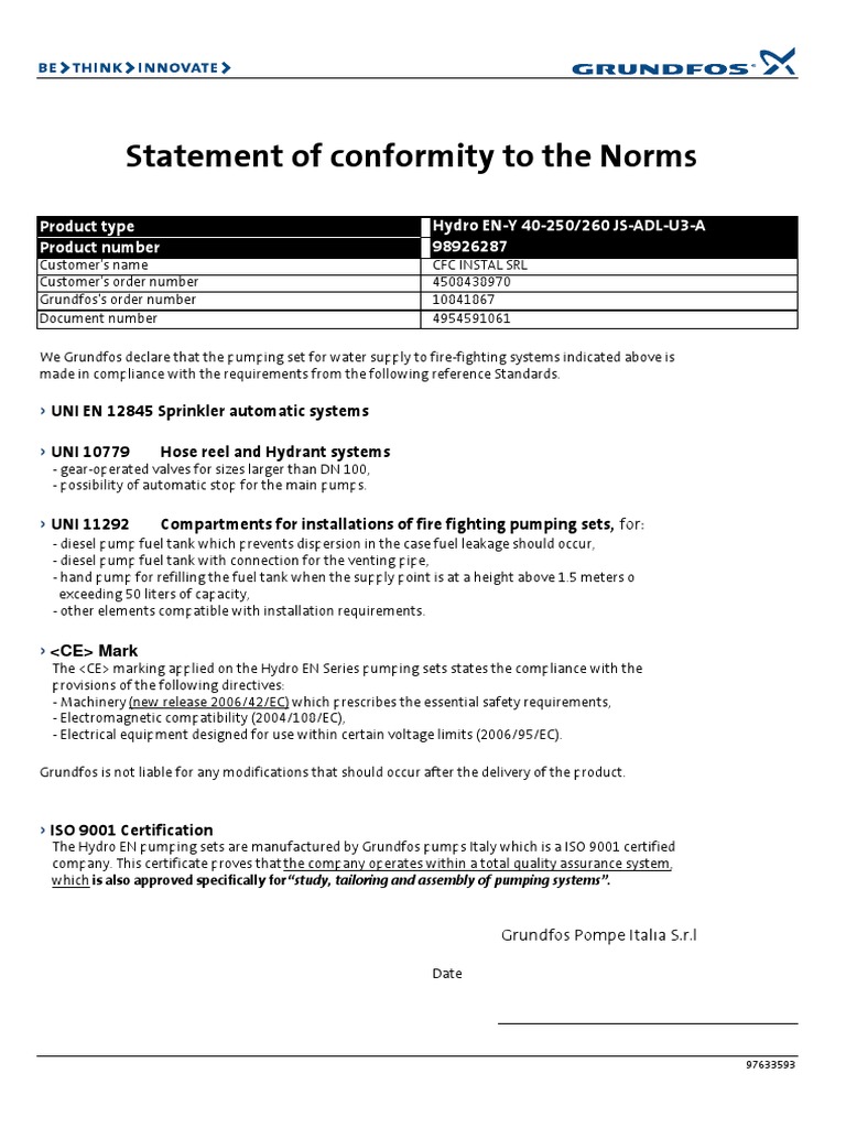Statement of conformity | PDF