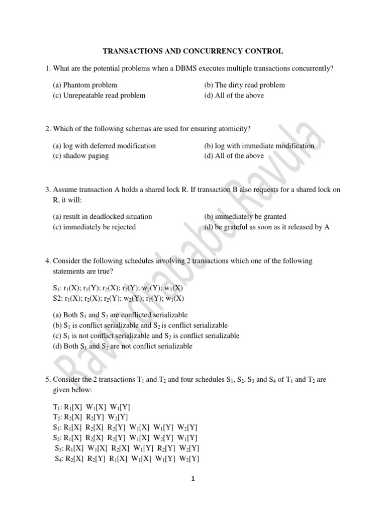 Transactions and Concurrency Control | PDF | Concurrency (Computer Science) | Data Management