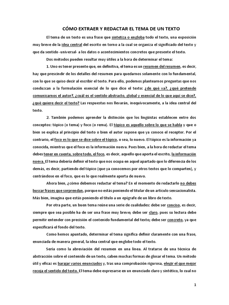 Textos Para Sacar El Tema – Ideas de un Texto » Cuáles son, Ejemplos e ...