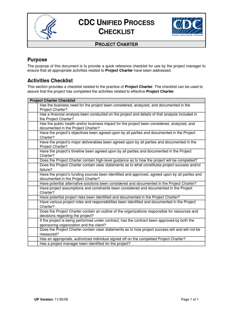 Project Charter Checklist Guide | PDF | Business | Business (General)
