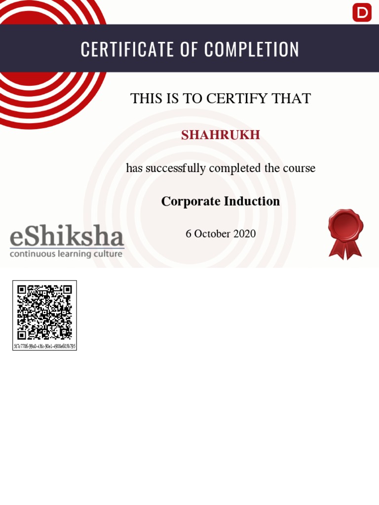 Corporate Induction-Corporate Induction Certificate 15257 PDF | PDF