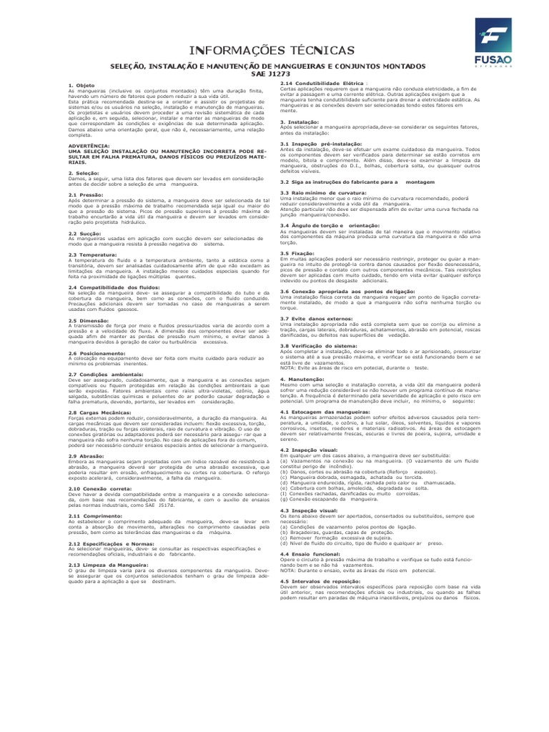 Sae J1273 | PDF | Pressão | Vestir-se