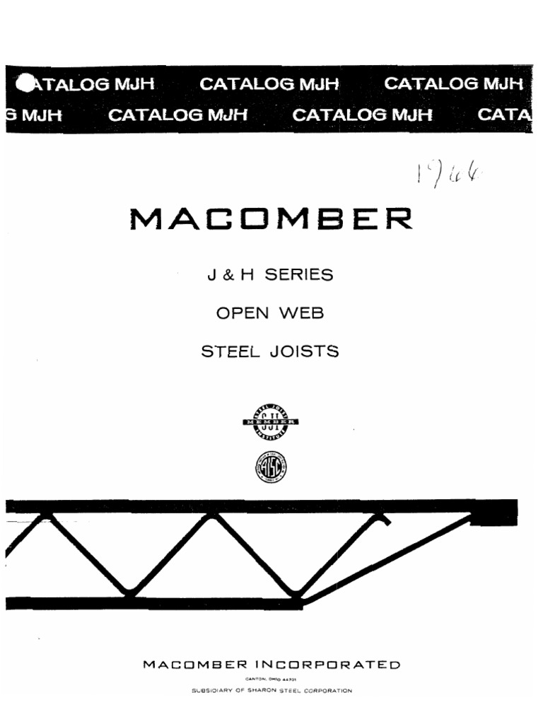 Macomber Joist Catalog 1966 J and H PDF | PDF