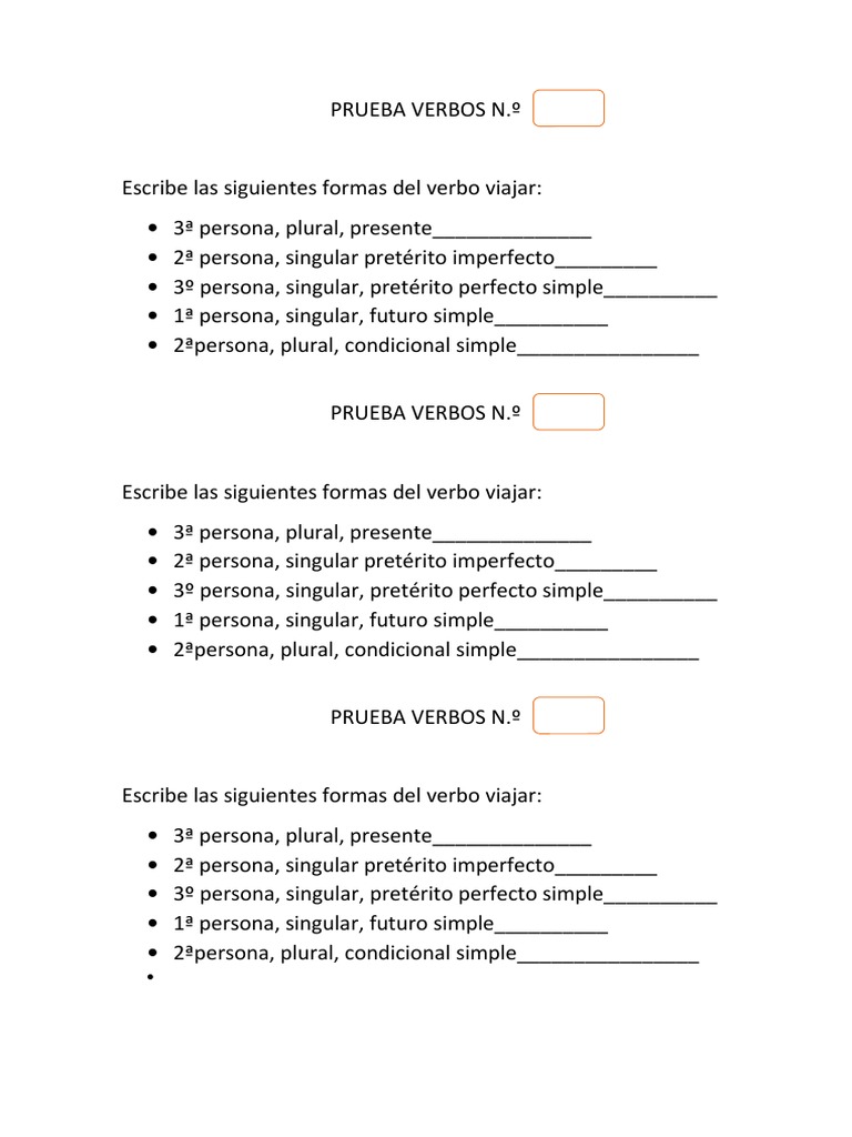 Ejercicios del verbo viajar | PDF