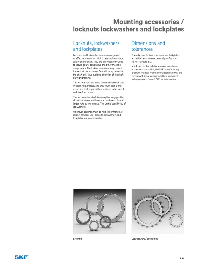 SKF Locknut Shaft Details Inch | PDF | Washer (Hardware) | Engineering ...