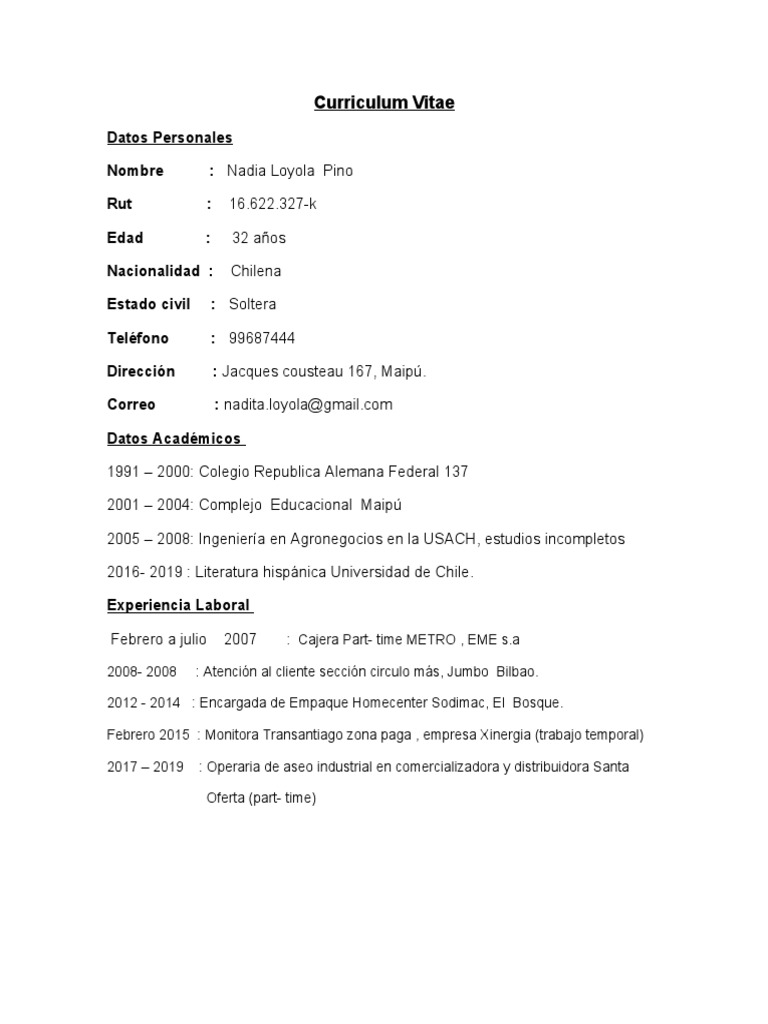 Curriculum Vitae Nadia | PDF