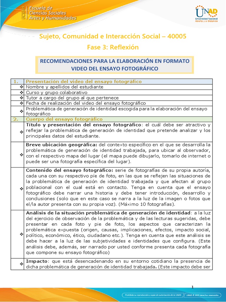 Ensayo Fotográfico sobre Identidad | PDF | Ensayos | Vídeo