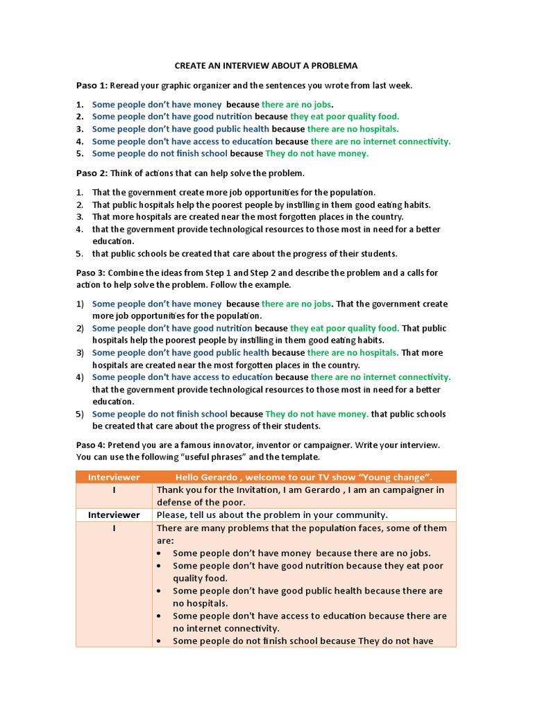 Sermana33-Create An Interview About A Problem | PDF | Poverty | Poverty ...