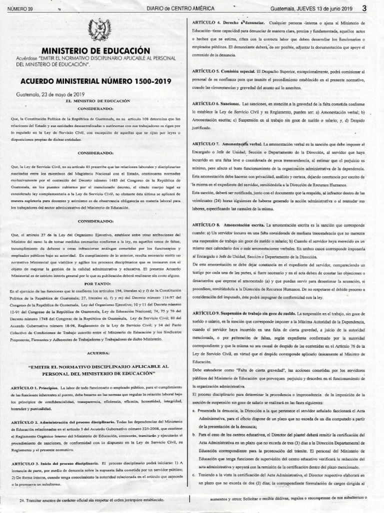 Acuerdo Ministerial 1500 2019 | PDF