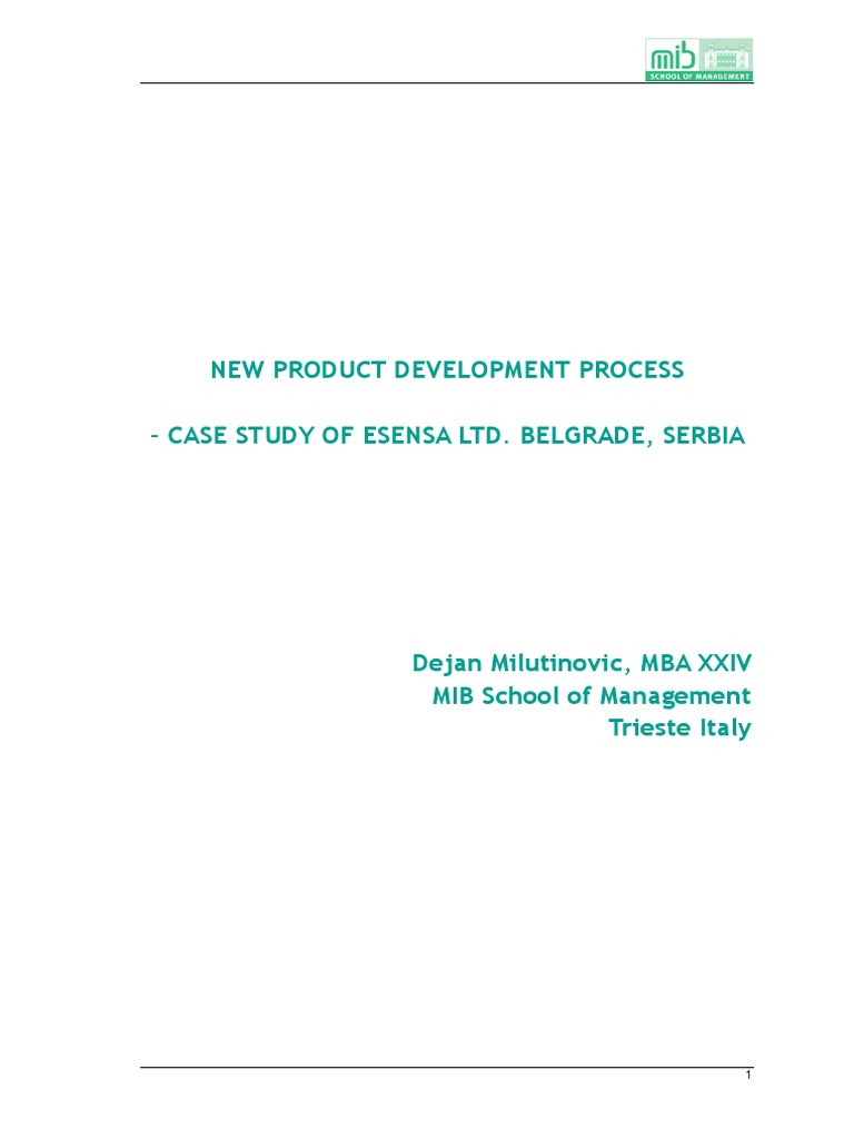 NEW PRODUCT DEVELOPMENT PROCESS - Case Study Esensa - Dejan Milutinovic ...