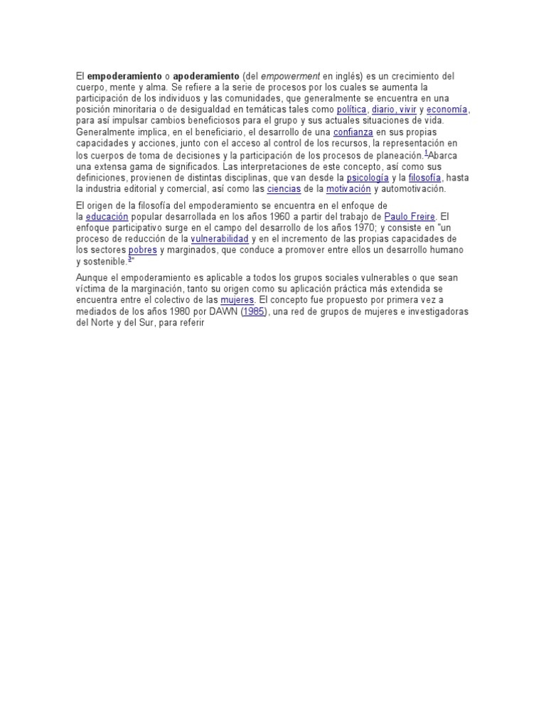 Empoderamiento: Definición y Orígenes | PDF