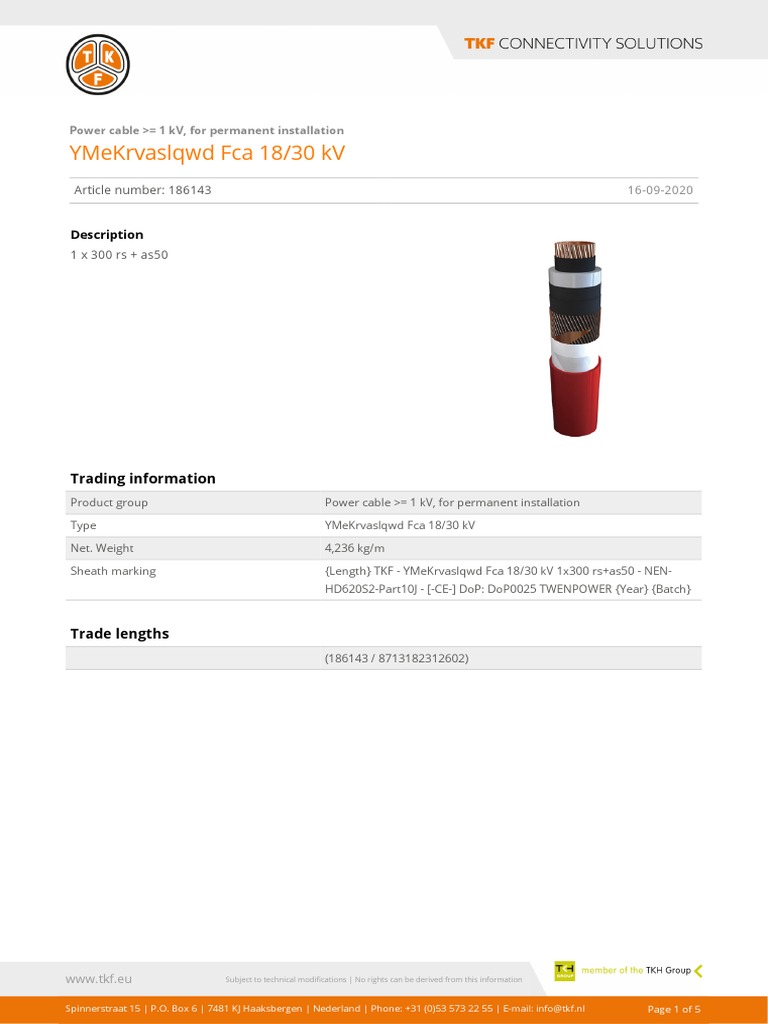 TKF Product 186143 | PDF | Electrical Conductor | Electrical Resistance ...