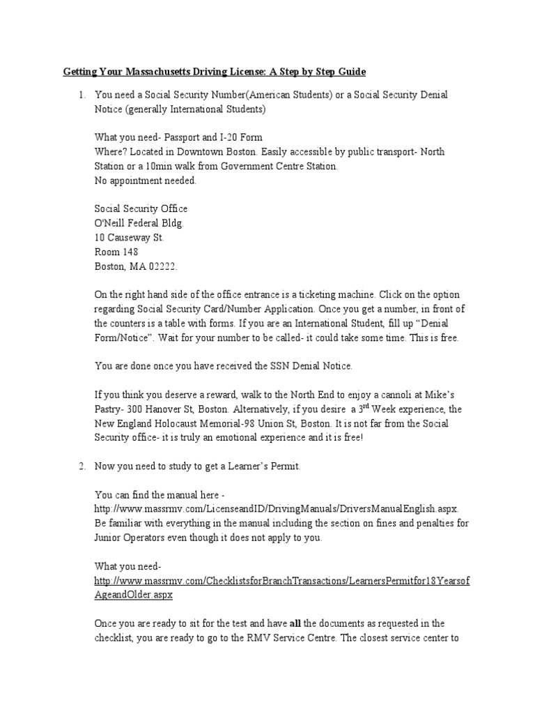 Getting Your Massachusetts Driving License - A Step by Step Guide by ...
