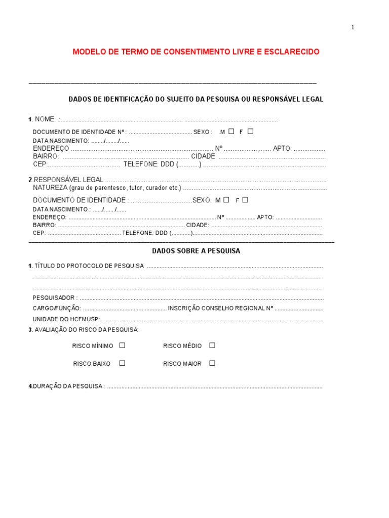 Exemplo de Termo de Consentimento | PDF | Science