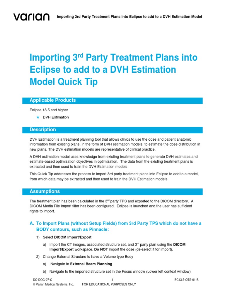 QT - Importing 3rd Party Treatment Plans Into Eclipse To Add To A ...