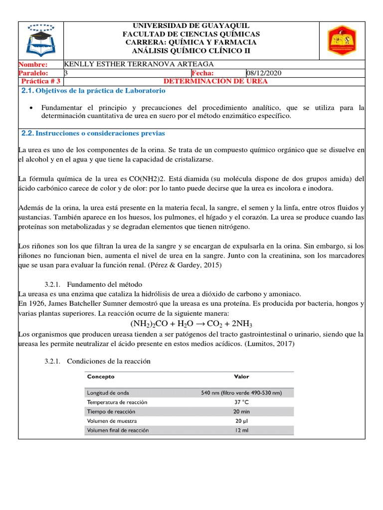 Determinación Enzimática de Urea | PDF | Urea | Sustancias químicas