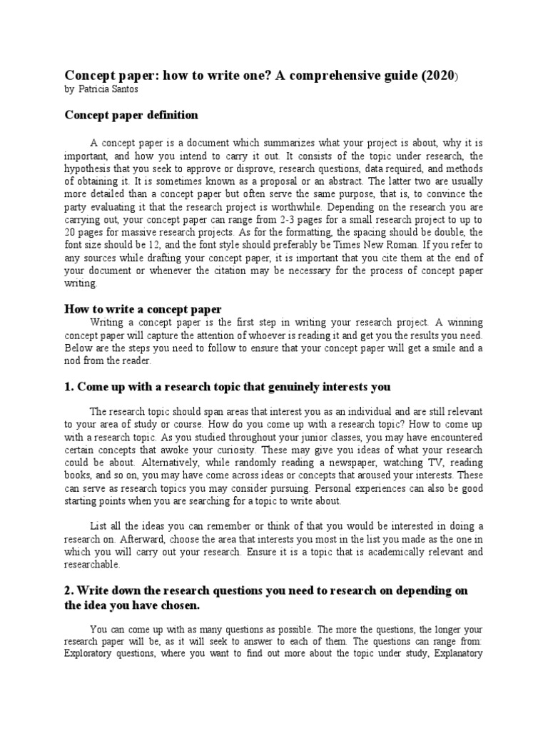Concept Paper: How To Write One? A Comprehensive Guide (2020 | Download ...