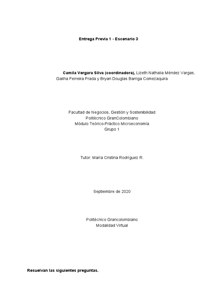 Entrega Previa 1 - Escenario 3 MicroEco | PDF | Desempleo | Ciencias sociales
