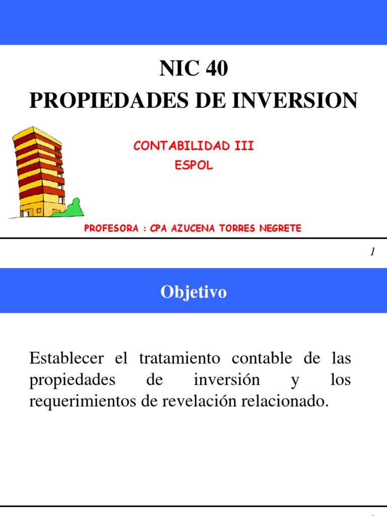 Contabilidad de las Propiedades de Inversión según la NIC 40 | PDF ...