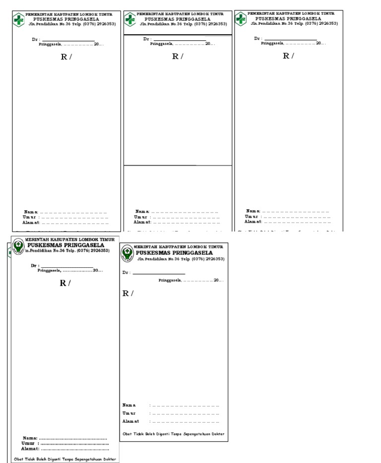 Contoh Blanko Resep Dokter Pringgasela | PDF