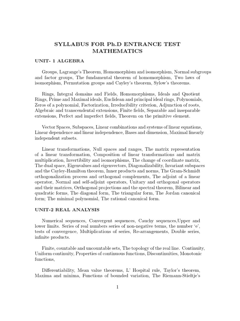 Mathematics Syllabus PDF | PDF | Series (Mathematics) | Integral