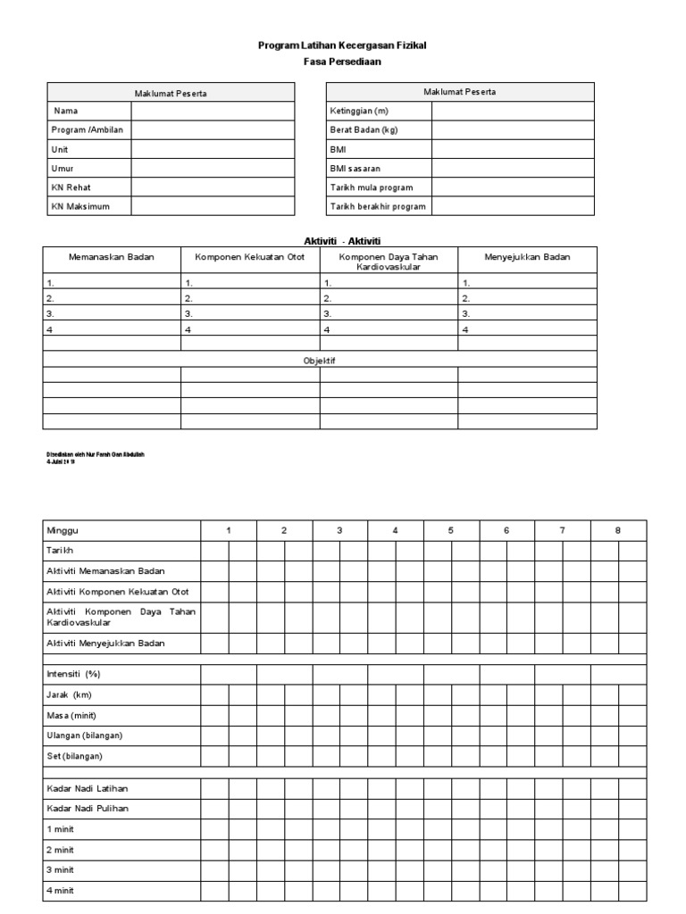 Program Latihan Kecergasan Fizikal | PDF