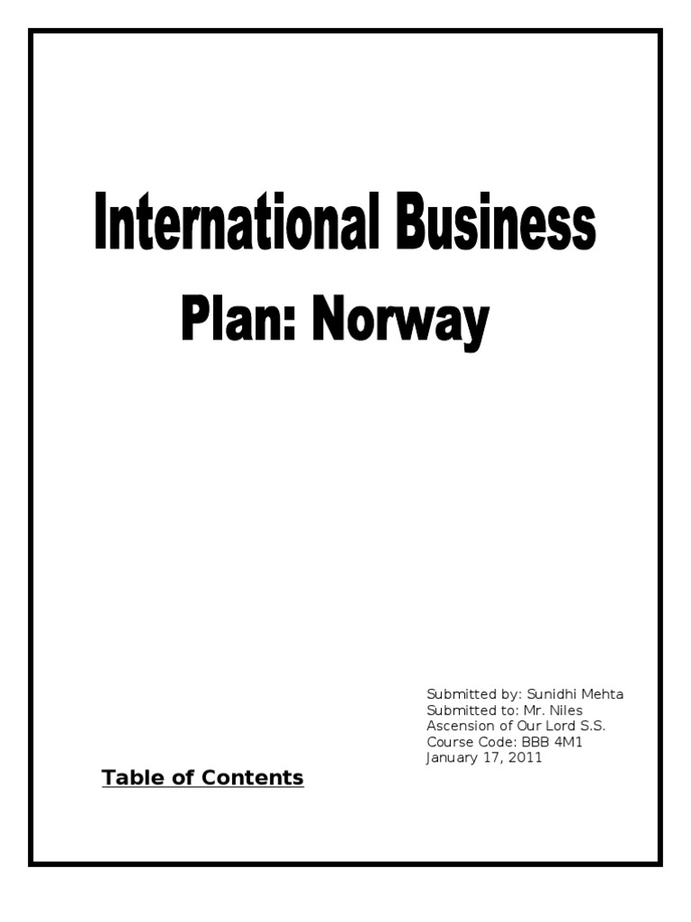 International Business Plan | PDF | Employment | Norway