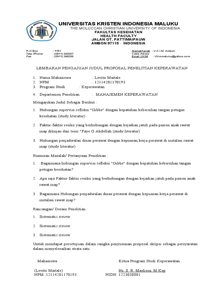 Form Usulan Judul Program Studi Keperawatan | PDF | Pengembangan Diri | Sains & Matematika
