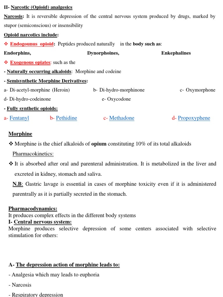 Stupor (Semiconscious) or Insensibility: Endogounus Opioid | PDF ...