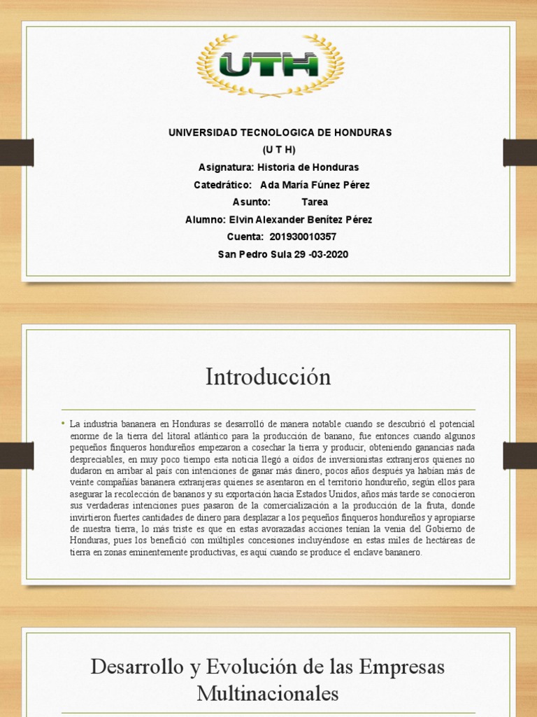 El desarrollo de la industria bananera en Honduras y el surgimiento del ...