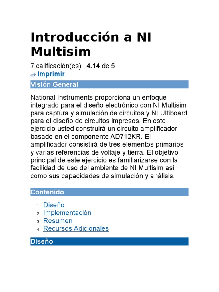 Circuito Amplificador en NI Multisim | PDF | Point and Click | Puntero ...