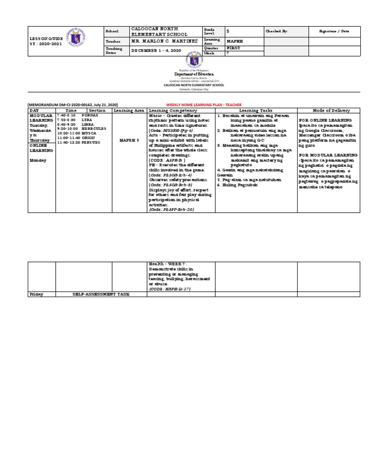 Caloocan North Elementary School Mr. Marlon C. Martinez: Department of ...