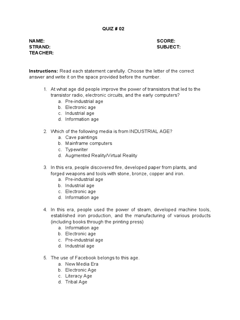 Media and Info Literacy - Quiz #2 | PDF | Printing | Mass Media