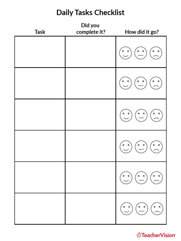 Daily Tasks Completion Log | PDF