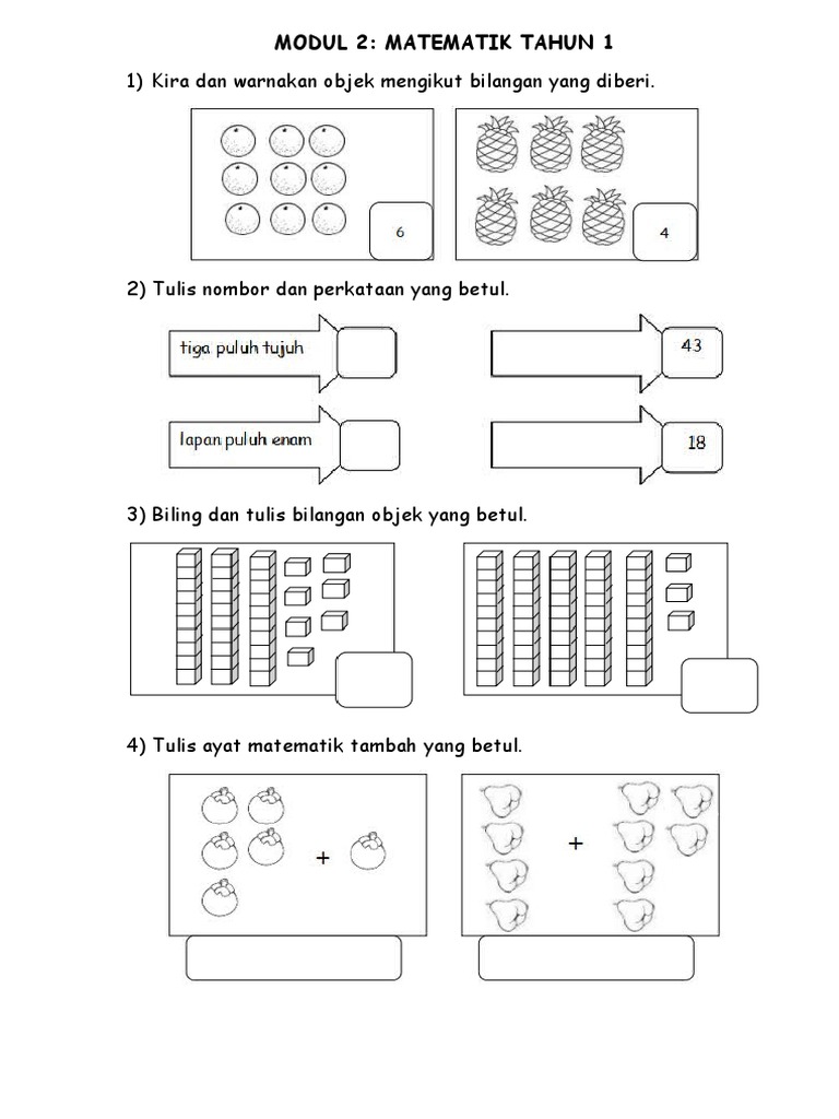 Contoh Modul 2 Matematik Tahun 1 | PDF