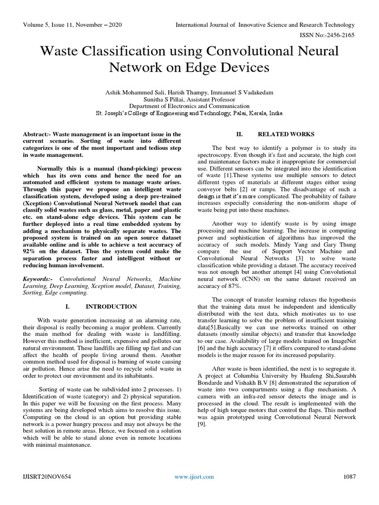 Waste Classification Using Convolutional Neural Network On Edge Devices | PDF | Computational ...