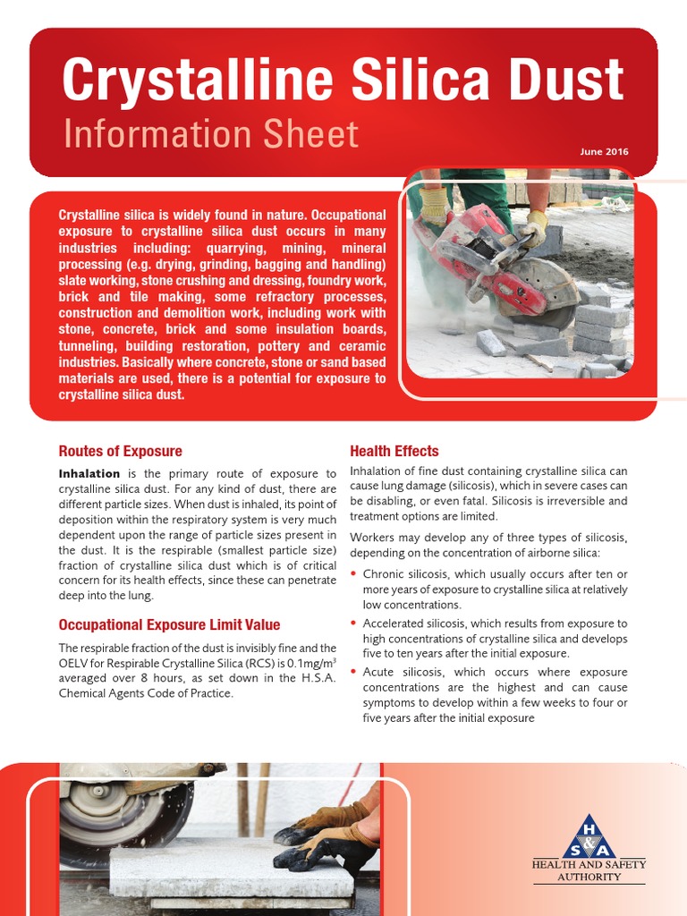 Crystalline Silica Dust Information Sheet - Understanding the Health ...