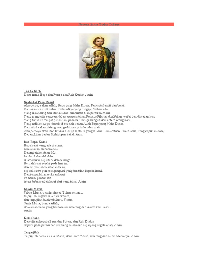 NOvena ST Judas Tadeus | PDF | Agama & Spiritualitas