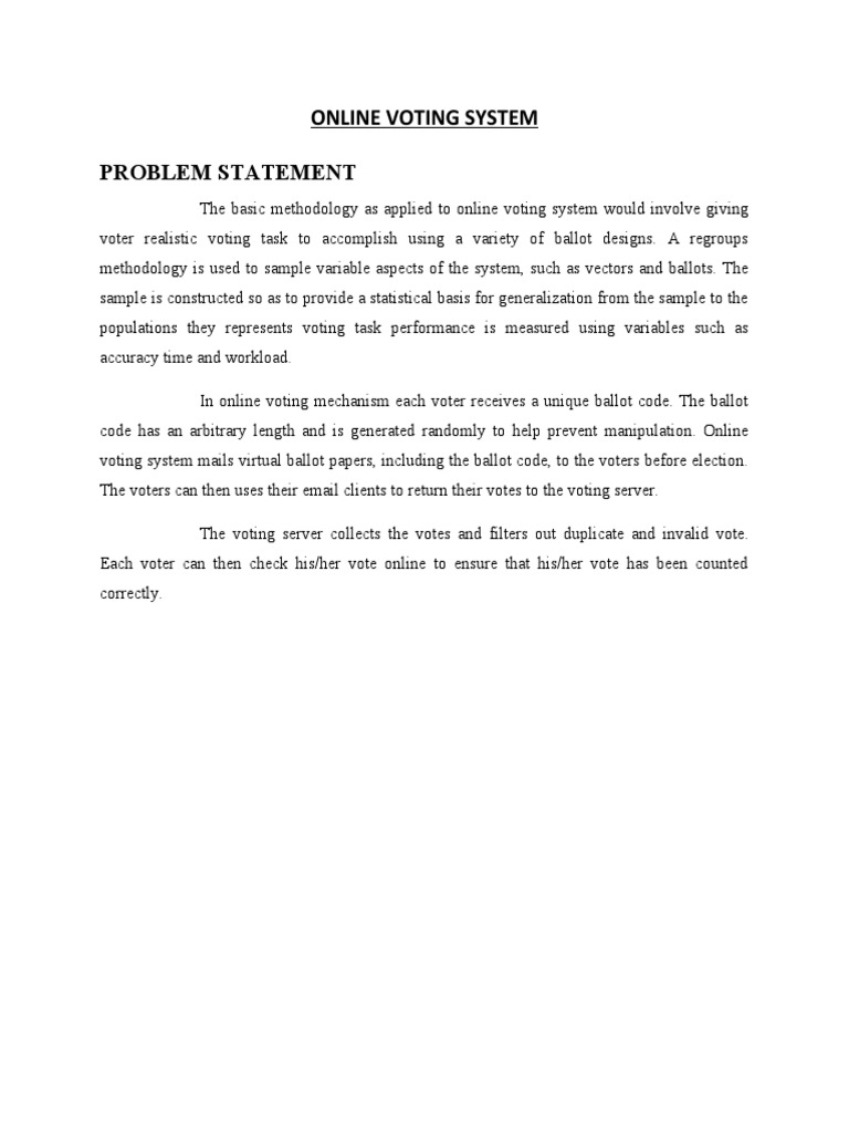 Online Voting System Problem Statement | PDF
