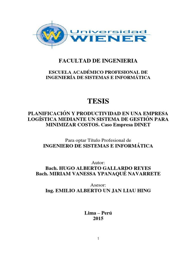 Facultad de Ingenieria Escuela Académico Profesional de Ingeniería de ...